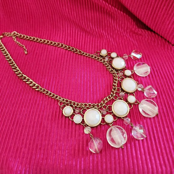 Jewelry | Vintage White Glass And Crystal Necklace | Poshmark